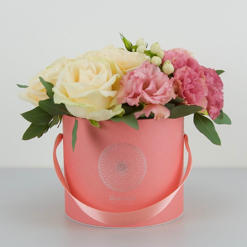 Gėlių dėžutė Vanilla Peach - Gėlės dėžutėje - Beatričės Gėlių Namai