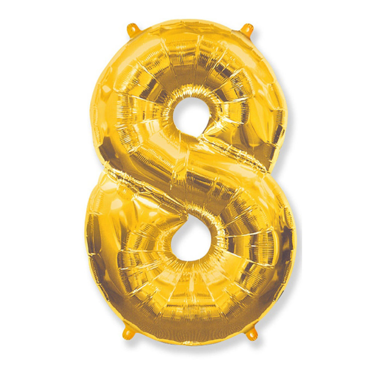 Gold Number 8 Helium Foil Giant Balloon (85 cm) - Balloon and Flower ...